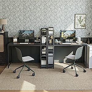 CubiCubi Computer Desk 40 inch with Storage Shelves Study Writing Table for Home Office,Modern Simple Style,Black