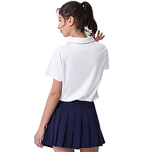 Women's Polo Tee Dry Fit Golf Shirt Moisture Wicking Short Sleeve Sport Activewear Golf Polo Tops Collar with Buttons Workout Black/White/Pink M