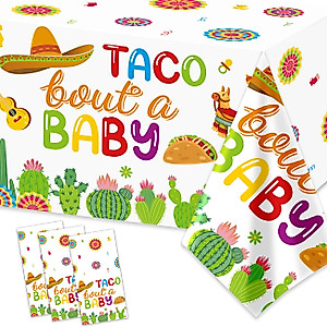 Taco Bout a Baby Decorations Fiesta Baby Shower Decorations Taco Baby Shower Tablecloth Plastic Disposable Mexican Fiesta Baby Shower Table Cover for Gender Reveal Party Supplies 54 x 108 Inch