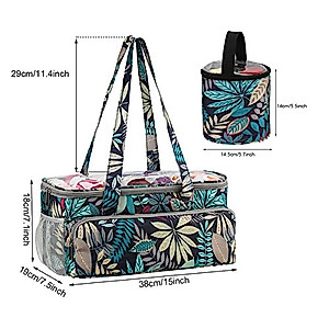 Yarn Storage Tote with Mini Yarn Drum, Knitting Bag Organizer Crochet Tote Bag for Yarn Storage,Dust-Proof Transparent Top,3 Large Grommets for Tangle Free,Sewing and Knitting Supplies