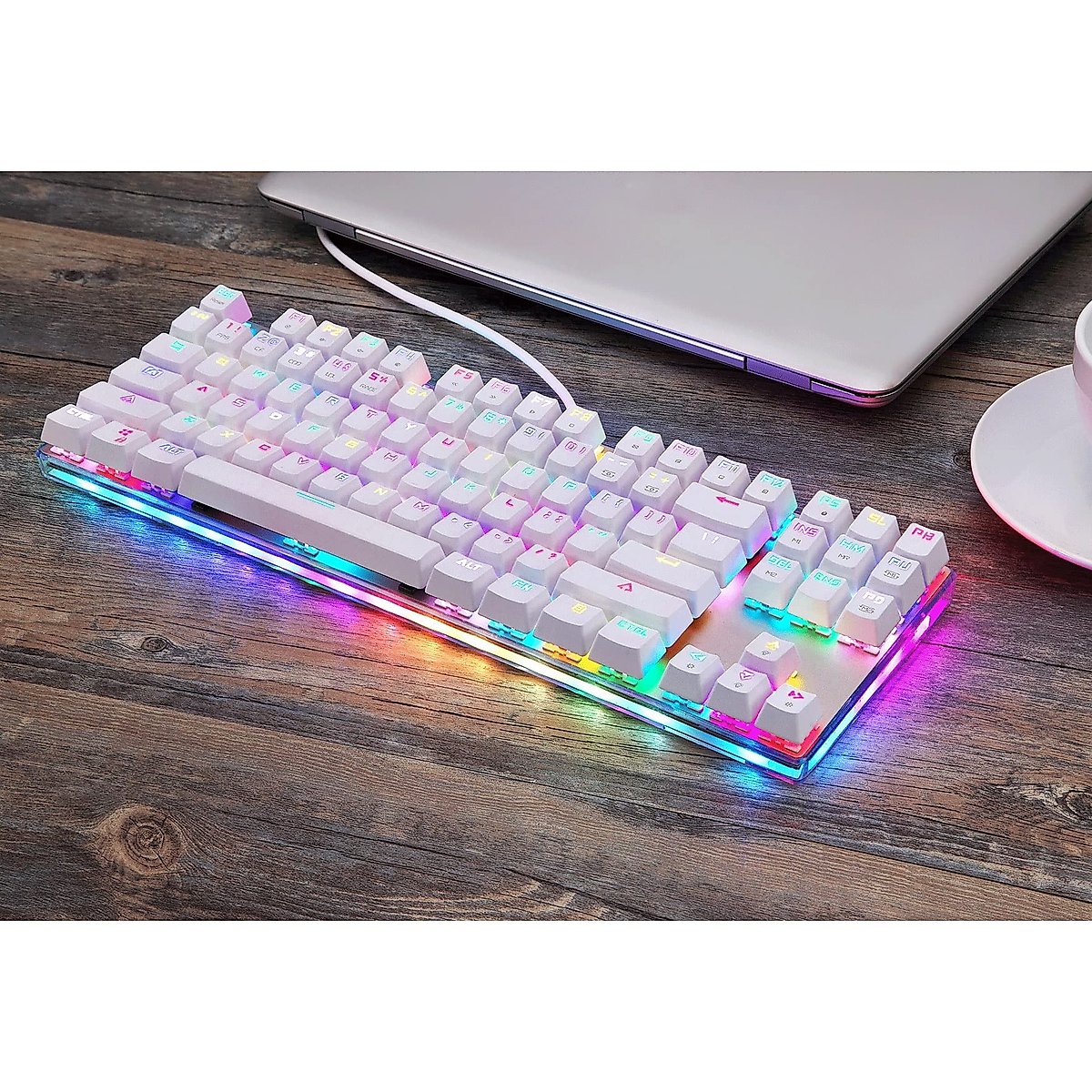 Feilx Mechanical Keyboard Red Blue Switch 87 Key Backlit Mechanical Gaming Gaming Keyboard for PC/Mac Gamer, Typist (Color : White)