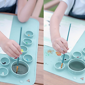 HQSGDMN Silicone Craft Mat, 24x16inch Nonstick Craft Mat with Collapsible Paint Brush Cleaning Cup and Pen Holders Silicone Sheet Crafting for DIY Projects (Color : Blue)