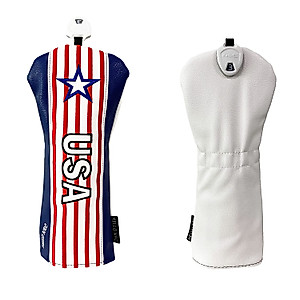 HELLO NRC Golf Club Covers USA Driver Headcover Fariway Wood Covers Hybrid with Interchangeable Numbered Labels Suitable for All Brands …
