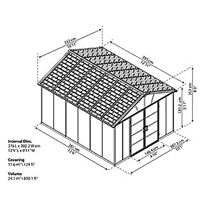 Palram - Canopia | Yukon 11x13 Storage Shed, Gray