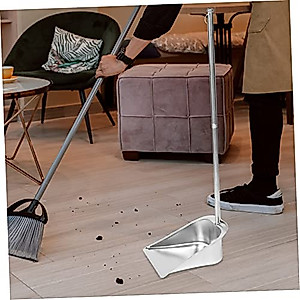 MOBUTOFU Stainless Steel Trash Shovel Long Handle Dustpan Household Dustpans Standing Dustpan Practical Dustpan Heavy Duty Dust Pan Dustpan for Cleaning Commercial Broom Tin Dustpan