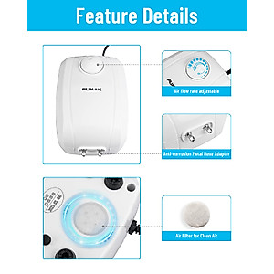 FUMAK Pond Aeration Kit – Koi Pond Aerator Pond Air Pump Kit for Pond up to 2000 Gallons Pond Deicer All-in-One Pond Aeration System with Double Outlets Check Valves Airline Tubing Air Stones