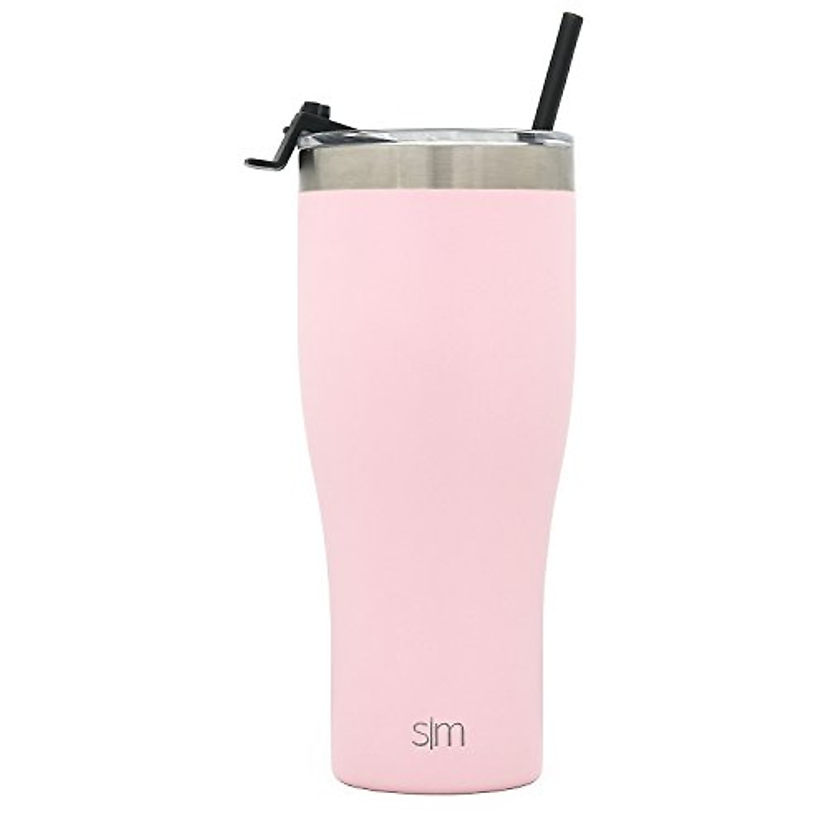 Simple Modern Tumbler with Clear Flip Lid and Straw | Reusable Insulated Water Bottle Stainless Steel Travel Mug | Slim Cruiser Collection | 32oz, Blush