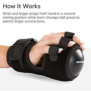 BraceAbility Anti Spasticity Splint - Contracture Stroke Resting Hand Orthosis Brace and Ball for Right or Left Cramp Relief, Twitching Pain, Recovery Therapy, Dupuytren's Treatment, Arthritis Remedy