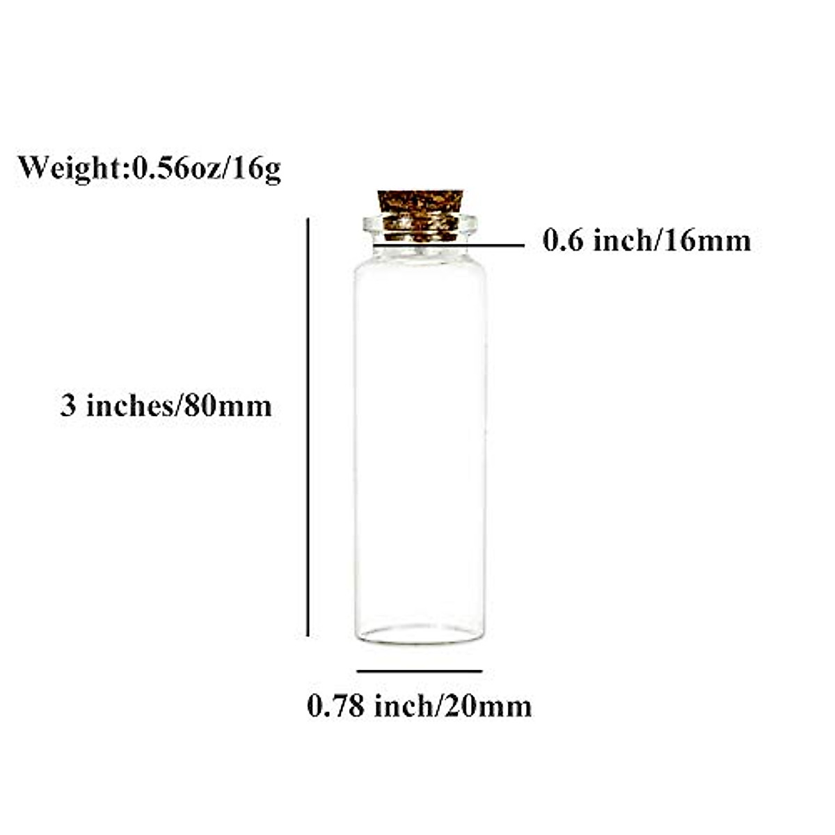 JZMYXA Potion Bottles Mini Glass Bottles Jars Wishing Bottles, 20 ML Capacity, 12 Pieces Per Box