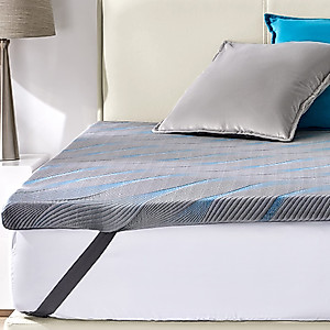 SLEEP ZONE 2 Inch Full Mattress Topper Cooling Gel Memory Foam with Adjust Straps & Zippered Cool-to-The-Touch Cover, Full