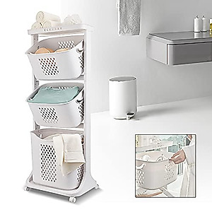 3 Tier Sorter Clothes Storage Organizer Rolling Cart Shelf Laundry Hamper Basket Bathroom Multi-layer Clothes Storage Basket Simple Storage Shelf Kitchen Shelf Fruit Stand