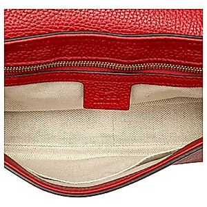Gucci Soho Interlocking GG Red Leather Chain Flap Shoulder Bag Handbag Italy New