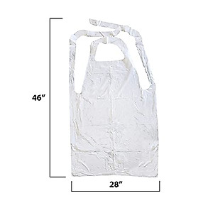 MT Products Disposable White Heavy Weight Plastic/Poly Apron 46 inches x 28 inches - 2 Mil - For Cooking and Arts n' Crafts (100 Pieces)