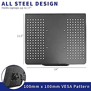 VIVO Laptop Notebook Steel Tray Platform Tray Only for VESA Mount Stand, Fits 100mm Plate Holes, Fits up to 17 inch Laptops, Black, Stand-LAP2