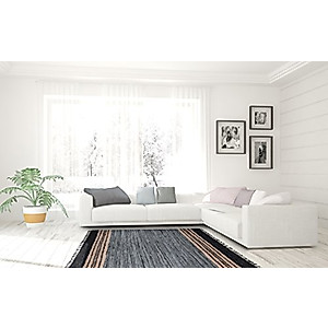 Matador Leather Chindi Round Rug, Gray, 6 by 6-Feet