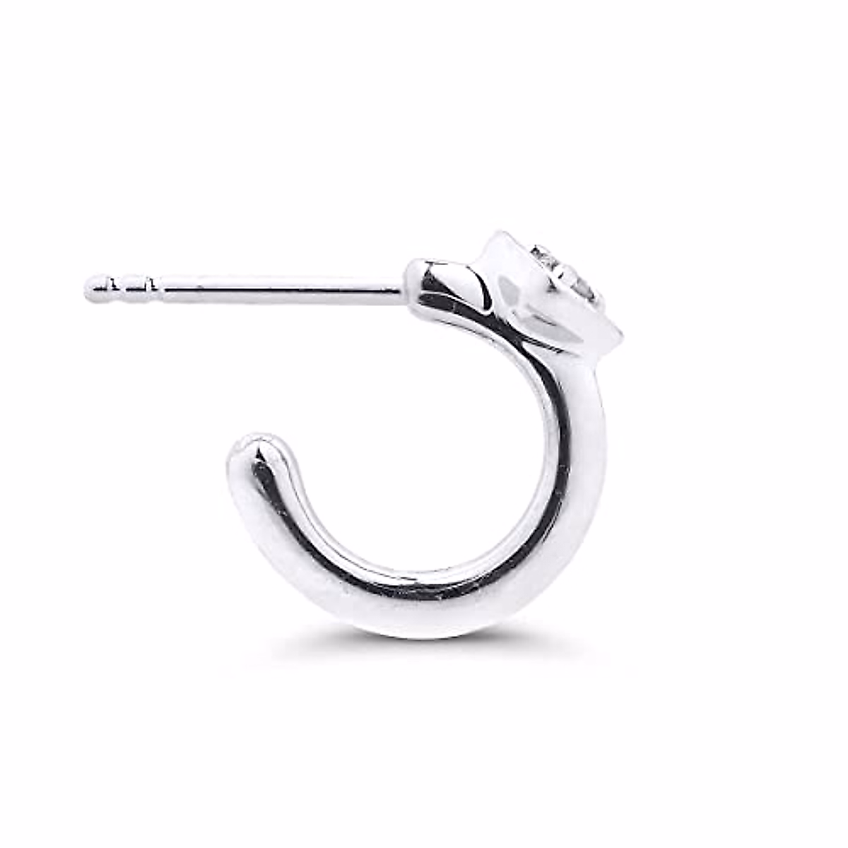 Seed2Stone - Sustainable Silver Hoop Earrings Made with Recycled Metal, Fitted Lab Grown Diamond Earrings with a Minimalist Design, Real Diamond Earrings for Women and Men (Sterling Silver)