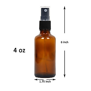 Youngever 10 Pack Empty Amber Glass Spray Bottles, 4 Ounce Refillable Container for Essential Oils, Cleaning Products, or Aromatherapy