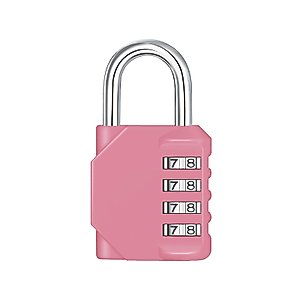 NAGE 4-Digit Combination Lock for Locker, Lock for Gym Locker, Fence, Gate, Case, Combination Padlock Easy to Use and Set, Number Lock Sturdy & Durable (Pink)