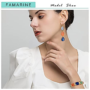 FAMARINE Multicolor Dangle Drop Earrings Bracelet Necklace for Girls Women, Red Blue