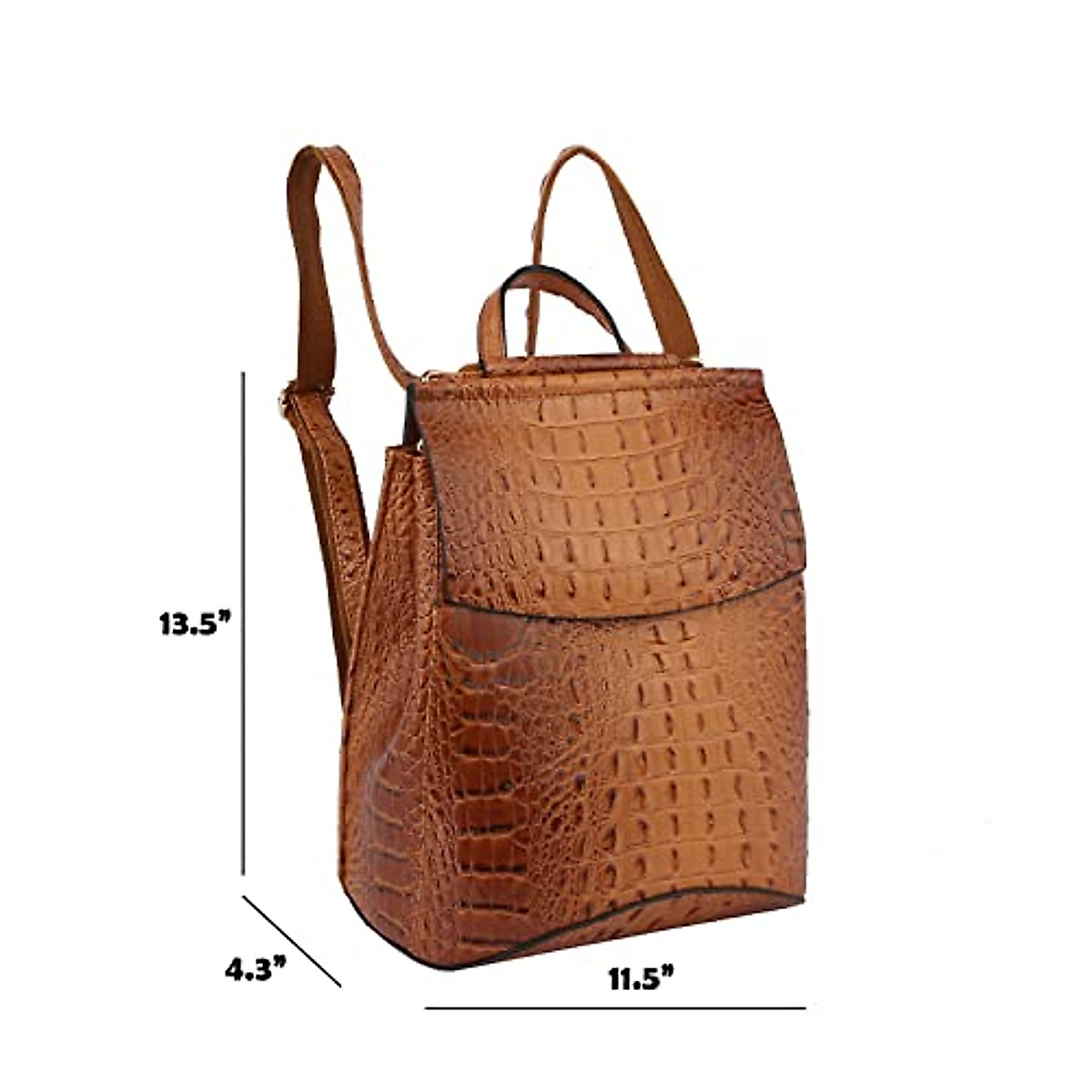 Fashion Convertible backpack Vegan Leather Travel Handbag Daily Shoulder Bag Multi Styles Colors (Red_Croco)