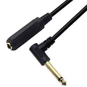 Right Angle Guitar Extension Cord,Mono 90 Degree 6.35 TS Male to 6.35 TRS Female Audio Cable for Amplifiers,Guitars,Pianos,Home Theater Equipment Etc.