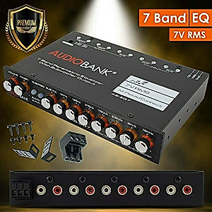 Audiobank EQ7 1/2 Din 7 Band Car Audio Equalizer EQ with Front, Rear/Frequency Adjustable /3 Stereo RCA Input for Portable Devices & Subwoofer Output -2nd Gen