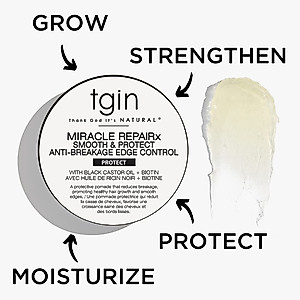 Thank God It's Natural tgin Miracle RepaiRx Smooth & Nourish Edge Control for For Damaged Hair - Repair - Protect - Restore - 4 ounces