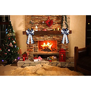 On-Airstore Large Christmas Wreath Bows, Christmas Navy Blue Snowflake Ribbon Bows for Wreaths, Large Tree Topper Bows for Christmas Home Garden Indoor Outdoor Decoration Wreath Ornament Supplies