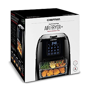 Chefman 6.3-Qt 4-In-1 Digital Air Fryer+, Rotisserie, Dehydrator, Convection Oven, XL Family Size, 8 Touch Screen Presets, BPA-Free, Auto Shutoff, Accessories Included, Black