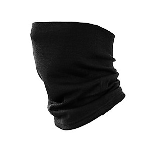 Villand 100% Merino Wool Neck Gaiter for Men and Women, Double Layer Seamless Neck Warmer for Skiing Cycling & Winter Sports (Black)