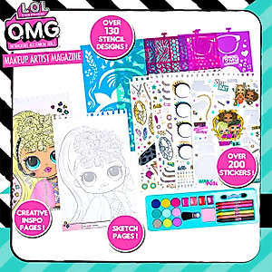Horizon Group USA LOL OMG Make-Up Artist Magazine DIY Craft Kit, Design with Crayons, Stickers & More.Create Fashionable Looks Using Over 130 Stencil Designs & 200 Stickers