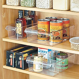 iDesign Linus Plastic Fridge and Freezer Divided Storage Organizer Bin with Handle, Clear Container for Food, Drinks, Produce Organization, 8" x 11.5" x 3.5" - Clear