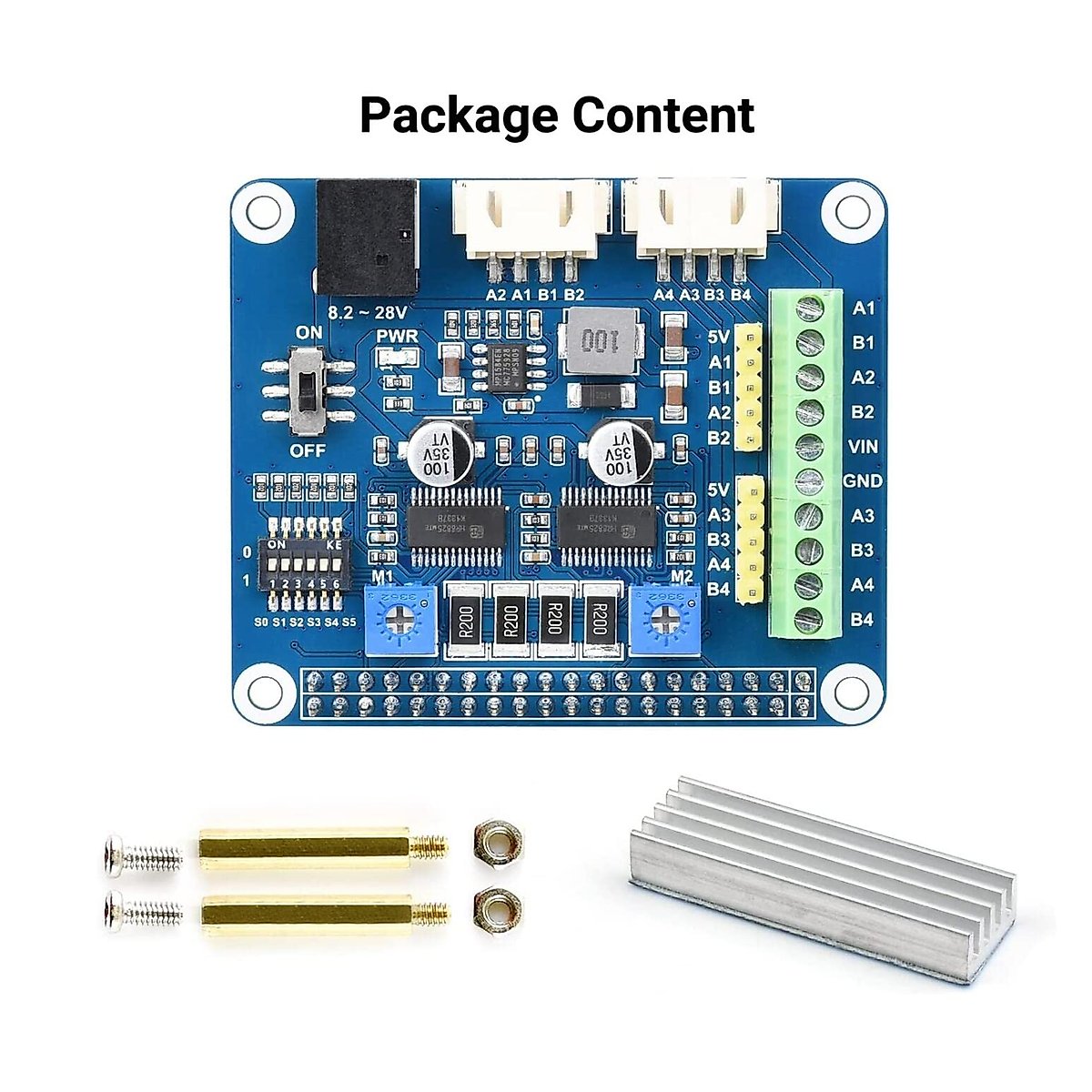 NGW-1pc HRB8825 Stepper Motor HAT Compatible with Raspberry Pi Drives Two Stepper Motors Up to 1/32 Microstepping