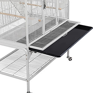 Topeakmart Birds Cage with Extra Large Space for Small Birds Like Lovebirds Parakeets Cockatiels ect, Mobile Bird Cage for Conures, Large Rolling Metal Cage with Detachable Stand, White
