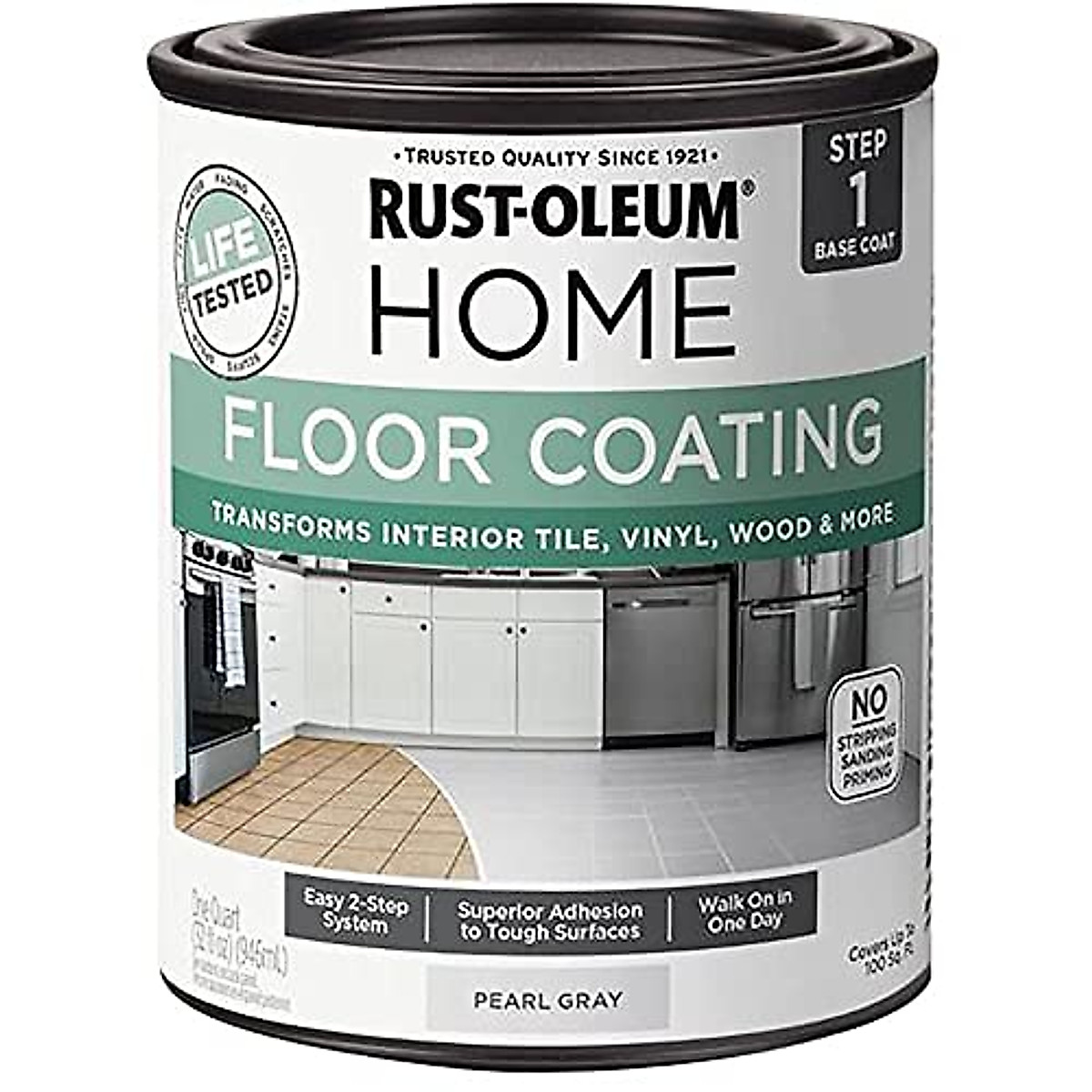 Rust-Oleum 358874 Floor Coating Base Coat Pearl Gray Quart