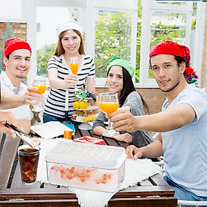 forcozyvie Ice Cube Tray with Lid and Bin,64Pcs Silicone Ice Cube Mold,Large Ice Cube Maker for Freezer, Easy Release Stackable 2 Ice Trays w/Tongs and Scoop for Whiskey Cocktail Coffee Tea Baby Food