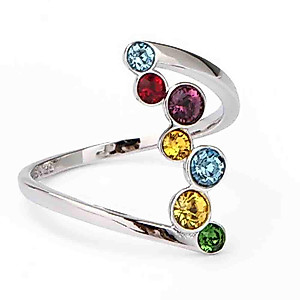shiYsRL Exquisite Jewelry Ring Love Rings Fashion Women Shiny Multicolor Rhinestone Inlaid Finger Ring Party Jewelry Gift Wedding Band Best Gifts for Love with Valentine's Day - Platinum US 8