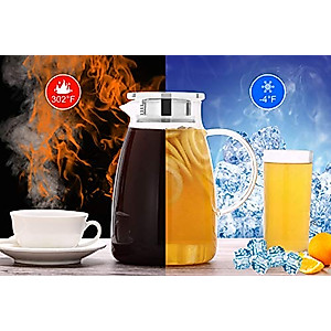 Apexstone 2 Liter 68 Ounces Glass Water Pitcher with Lid and Handle, Iced Tea Pitcher, Glass Juice Pitcher, Hot/Cold Water Jug, Juice and Iced Tea Beverage Carafe
