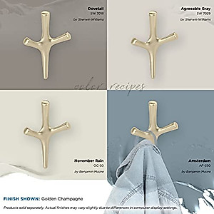 Amerock HBX37016BBZ | Kodiak Triple Prong Decorative Wall Hook | Golden Champagne Hook for Coats, Hats, Backpacks, Bags | Hooks for Bathroom, Bedroom, Closet, Entryway, Laundry Room, Office