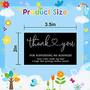 OUGERKID 100Pcs Thank You Cards,2 x 3.5 Inches Thanks Greeting Cards,Thank You for Supporting My Business Cards,Your Order Made My Day Cards,I Hope This Package Makes Yours Cards