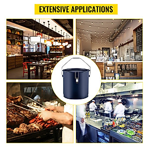 VEVOR Fryer Grease Bucket 5.1 Gal, Oil Disposal Caddy Steel Fryer Oil Bucket w/Rust-proof Coating 18.9L Oil Transport Container w/Lid & Lock Clips Oil Caddy w/Filter Bag Cooking Oil Filtering