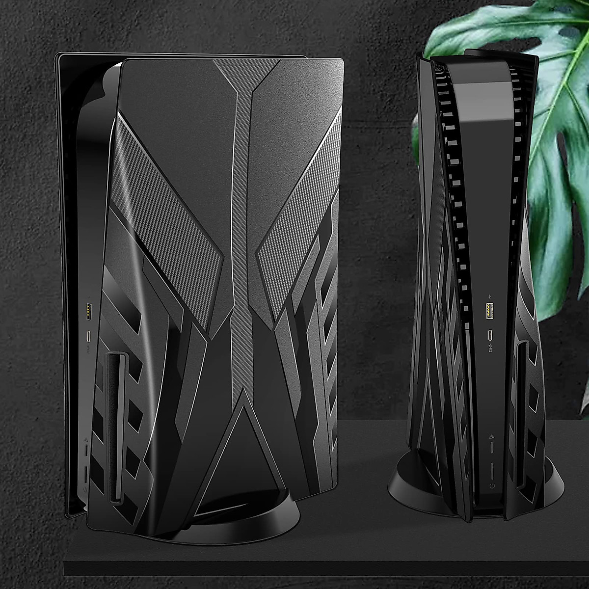 Mooroer PS5 Cover Plates for PS5 Console, PS5 Face Plates with Hard Shell Protective Panels for PS5, Anti-Scratch Waterproof Replacement FacePlate Cover for PlayStation 5 Console Disc Edition, Black