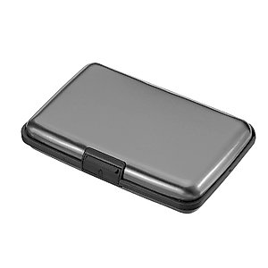 PATIKIL Aluminum Wallet Credit Card Holder, 6 Slots Men Women RFID Blocking Blocking Metal Box Hard Protector Case for Business Card ID Card, Grey