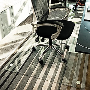 FARUIFETT 45" x 53" Office Chair Mat for Carpet, Heavy Duty Tempered Glass Chair Mats for Hardwood Floors, Computer Desk, Effortless Rolling, Easy Clean, Not Prone to Scratches