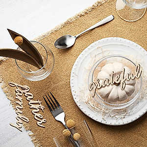 Yalikop 6 Pieces Thanksgiving Wood Cutouts Thankful Grateful Sign Handmade Wood Signs for Thanksgiving Fall Plate Decor Crafts DIY Decorations Supplies, 6 Styles