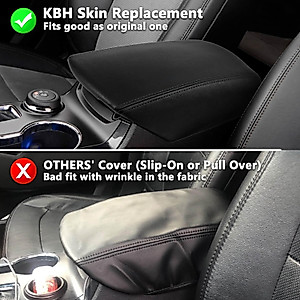 KBH Car Front Center Console Armrest Cover Replacement for Ford Explorer 2011-2019, Vinyl Leather, Middle Console Arm Rest Skin Upholstery, Anti-Scratch, Black (Without Lid)