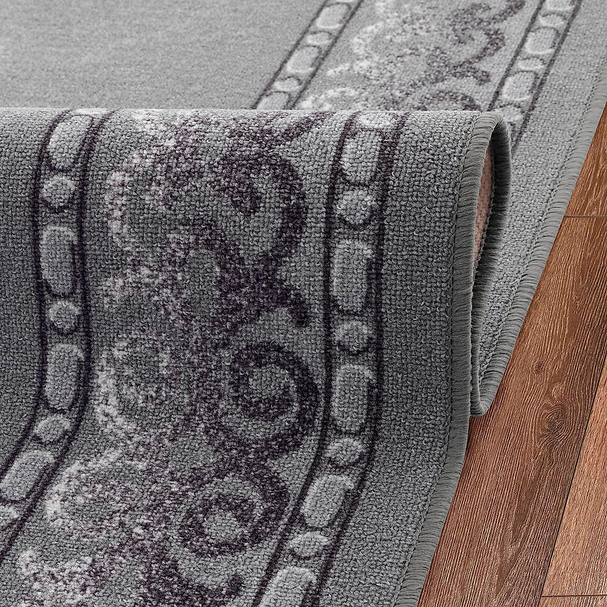 Antep Rugs Alfombras Bordered Modern 8x10 Non-Slip (Non-Skid) Low Pile Rubber Backing Indoor Area Rug (Gray, 7'10" x 10')