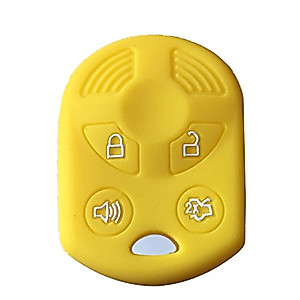 KAWIHEN Silicone Key Fob Cover Compatible with Ford Lincoln Mercury 4 buttons OUCD6000022 164-R8046 164-R7040 CWTWB1U722 (Yellow)