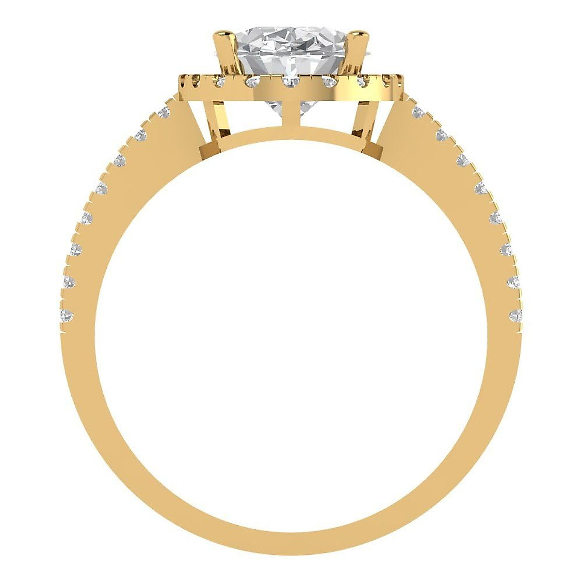 2.27 Ct Oval Cut Clear Simulated Diamond 14K Yellow Gold Solitaire with Accents Engagement Promise Bridal Ring Size 9