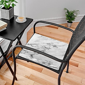 Chair Pads Art White Marble Chair Cushions Fabric Chair Pillow, Comfort Softness Seat Cushion for Dining/Office Chair, Thicken Chair Padding for Refurbishment 16x16 inch